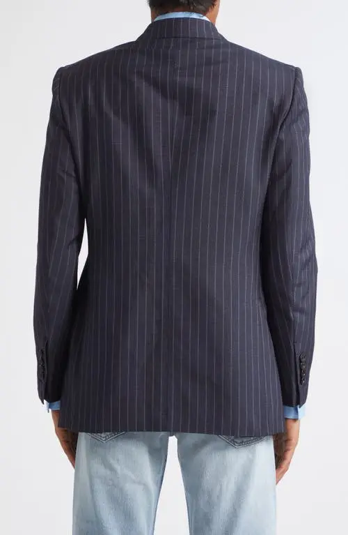 TOM FORD Chalk Stripe Double-breasted Sport Coat - Ucc Navy