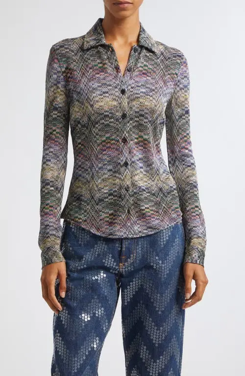 Missoni Metallic Jacquard Knit Button-up Shirt - Smson