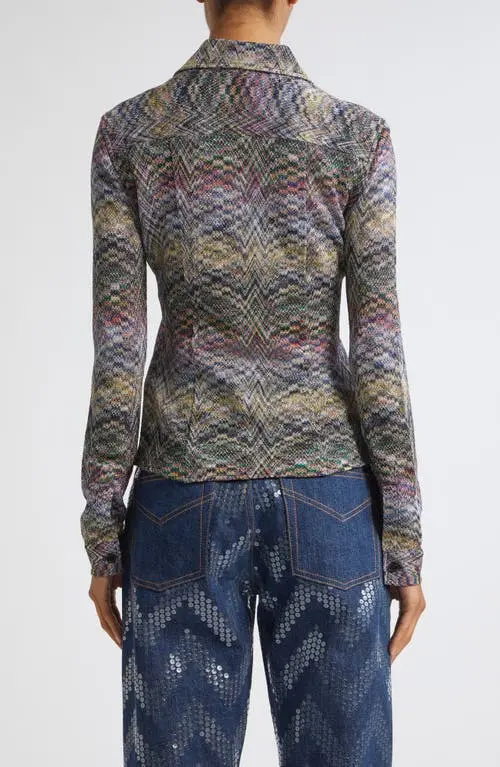 Missoni Metallic Jacquard Knit Button-up Shirt