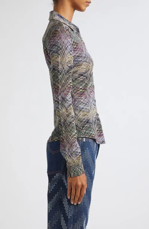 Missoni Metallic Jacquard Knit Button-up Shirt