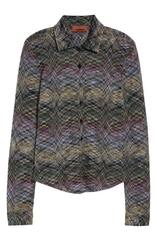 Missoni Metallic Jacquard Knit Button-up Shirt