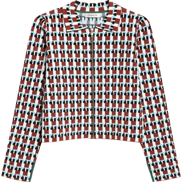 ZANKOV Geometric Print Zip-up Shirt Jacket