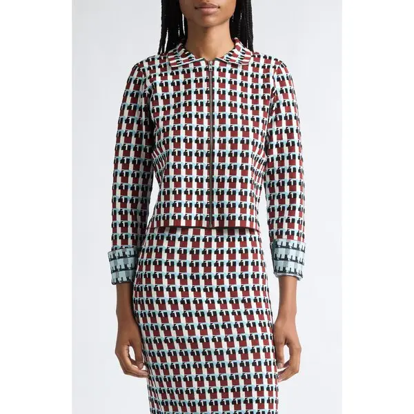 ZANKOV Geometric Print Zip-up Shirt Jacket