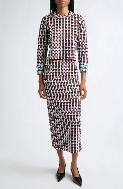 ZANKOV Geometric Print Zip-up Shirt Jacket