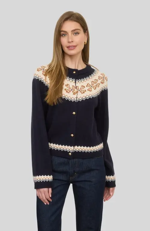 ZOE AND CLAIRE Fair Isle Button Cardigan