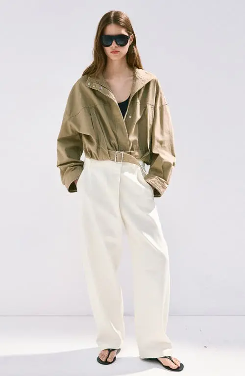 Mango Asymmetrical Waistband Cotton Wide Leg Pants