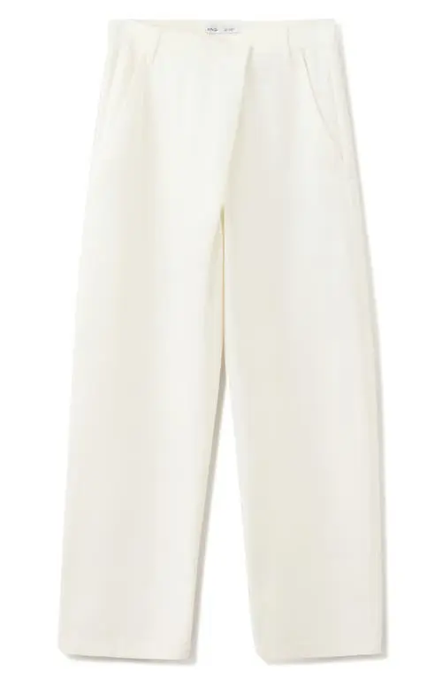 Mango Asymmetrical Waistband Cotton Wide Leg Pants