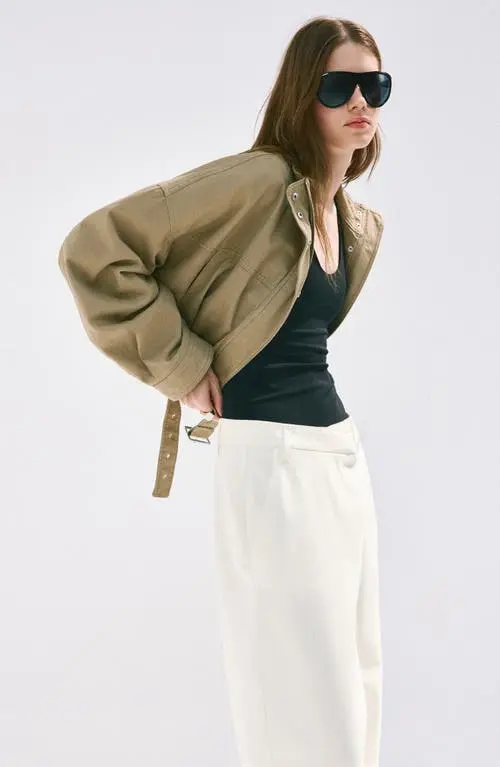 Mango Asymmetrical Waistband Cotton Wide Leg Pants