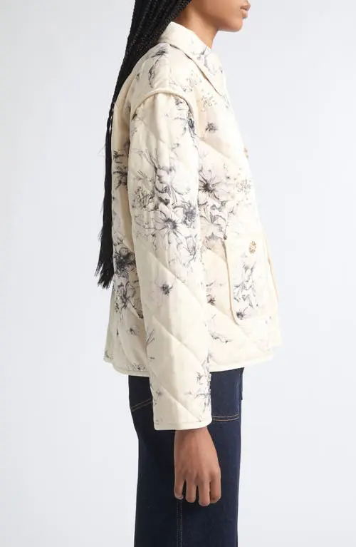 Cinq À Sept Sketched Floral Alexa Quilted Jacket