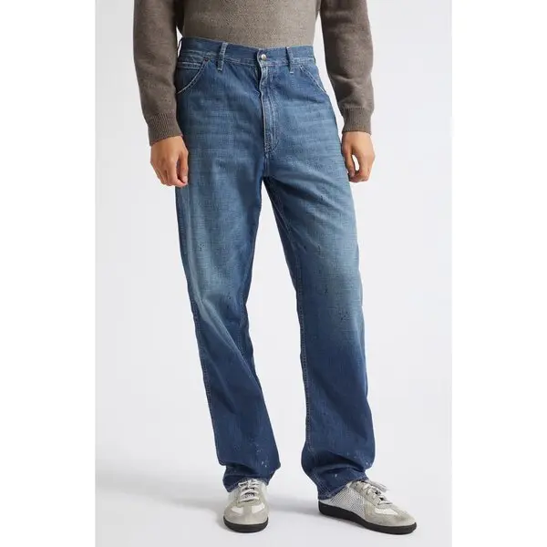 MAISON MARGIELA Stained Straight Leg Jeans - Old Blue/spots