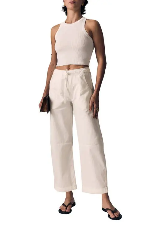 LE JEAN Mara Wide Leg Cotton Sateen Drawstring Pants
