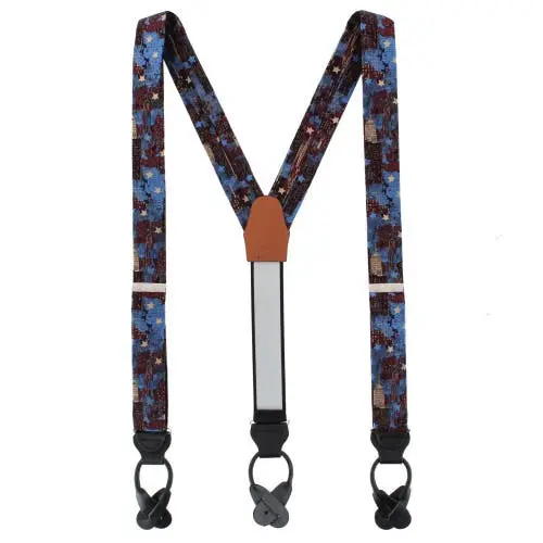 Trafalgar Nyc Proud Silk Novelty Button End Suspenders