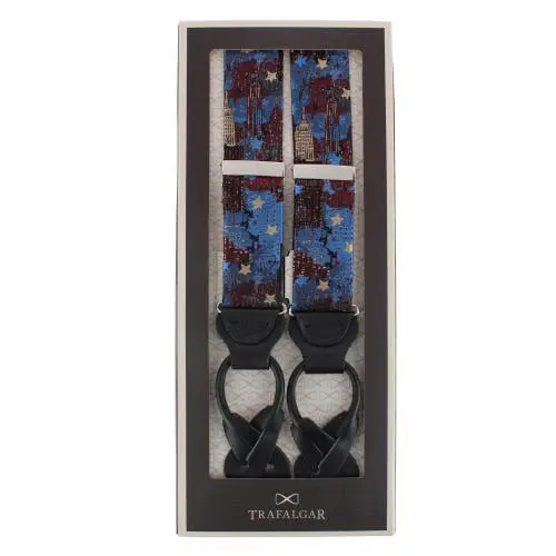 Trafalgar Nyc Proud Silk Novelty Button End Suspenders