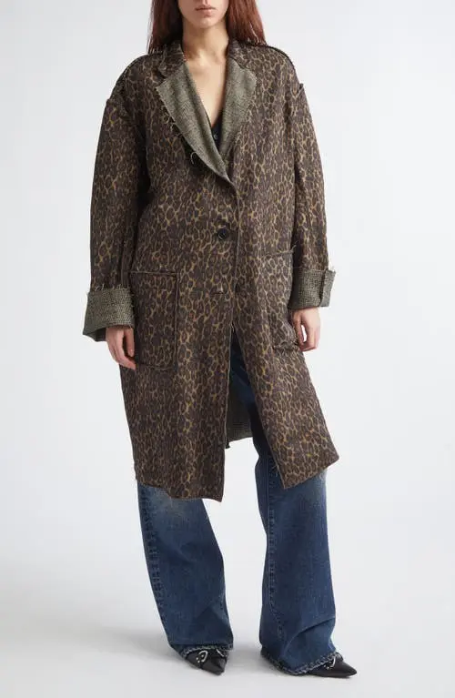 R13 Reversible Raw Cut Linen & Virgin Wool Longline Jacket