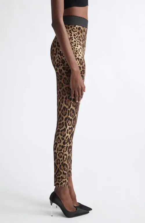 Dolce & Gabbana Leopard Print Stretch Cady Leggings