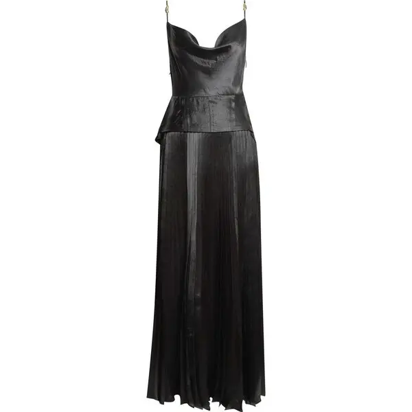 JASON WU Cowl Neck Peplum Satin Gown - Black
