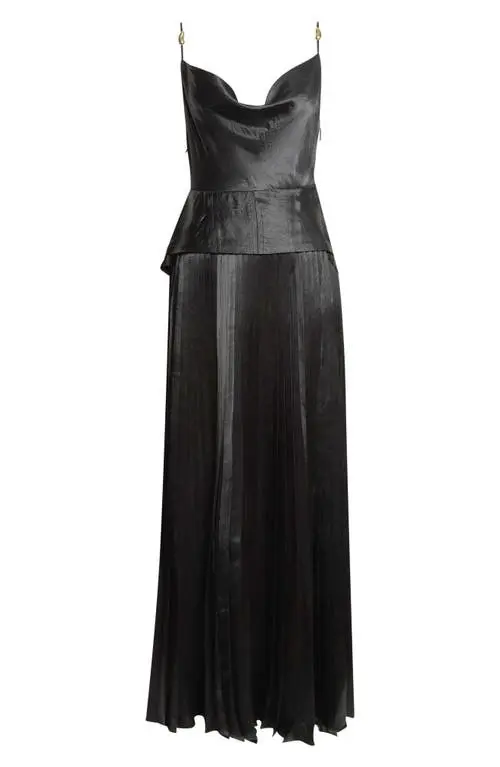 JASON WU Cowl Neck Peplum Satin Gown