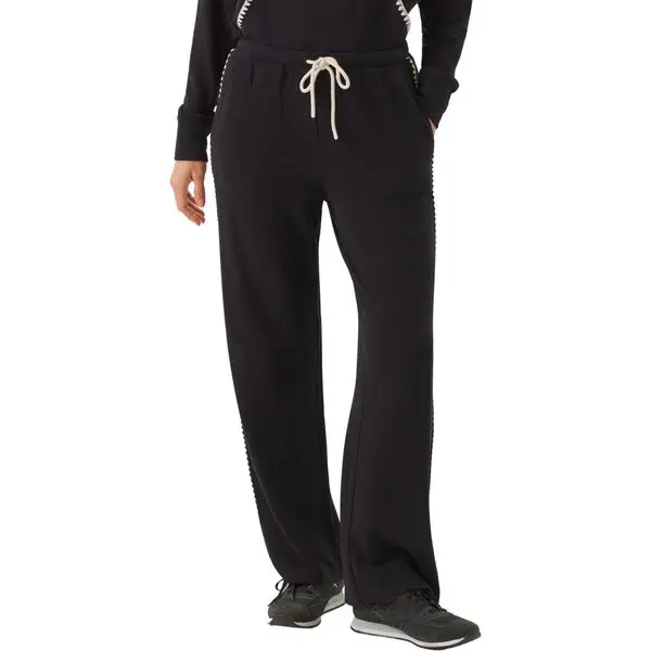 Karen Kane Edge Stitch Wide Leg Sweatpants - Black