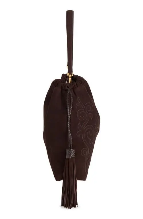Etro Large Kalispera Tassel Suede Shoulder Bag