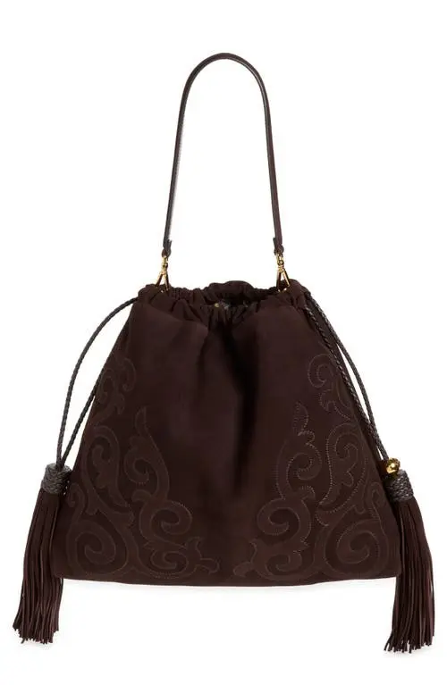 Etro Large Kalispera Tassel Shoulder Bag - Ebony