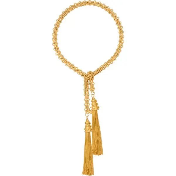Sylvia Toledano Plated Brass "tie" Pendant Necklace With Tassels - Gold