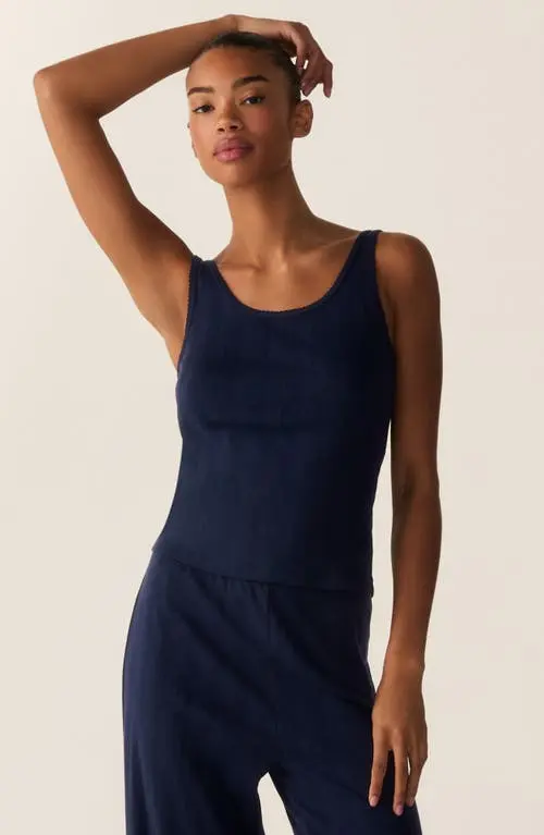 PETITE PLUME Pointelle Cotton Tank Top