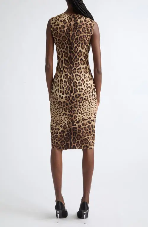Dolce & Gabbana Leopard Print Stretch Silk Charmeuse Shift Dress