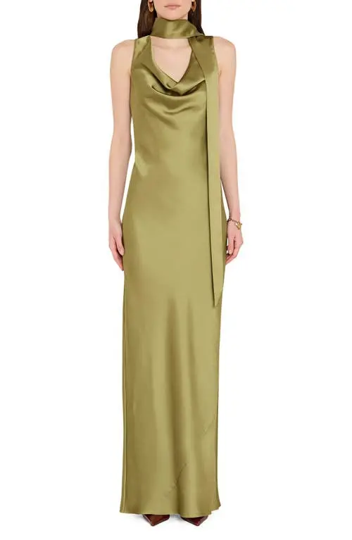 Amanda Uprichard Paula Scarf Detail Maxi Dress