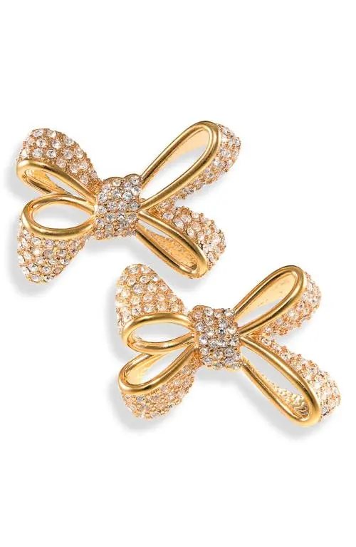 Oscar De La Renta Small Pavé Bow Stud Earrings - Crystal