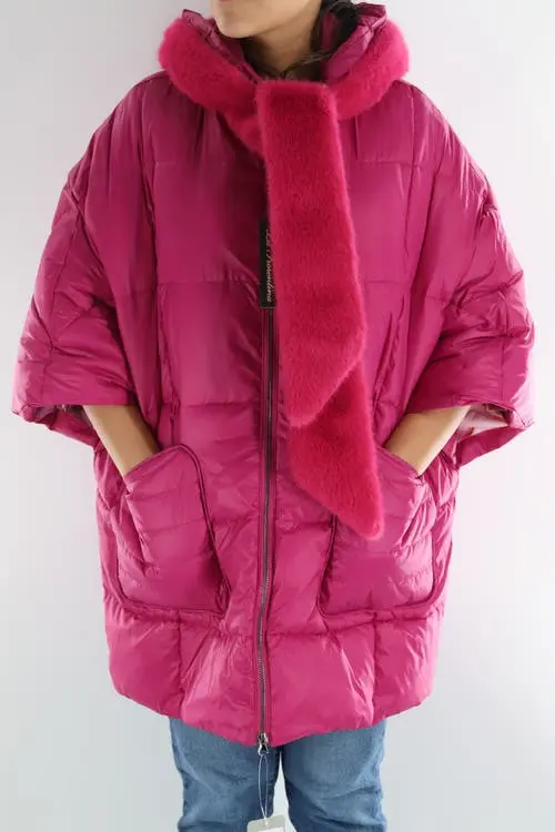La Fiorentina Puffer Jacket With Faux Fur Scarf