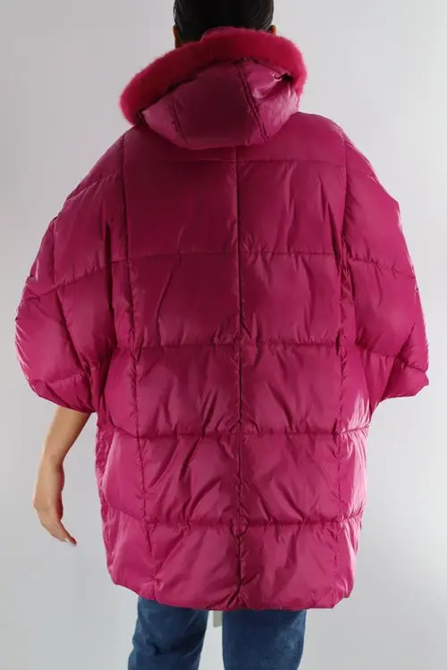La Fiorentina Puffer Jacket With Faux Fur Scarf