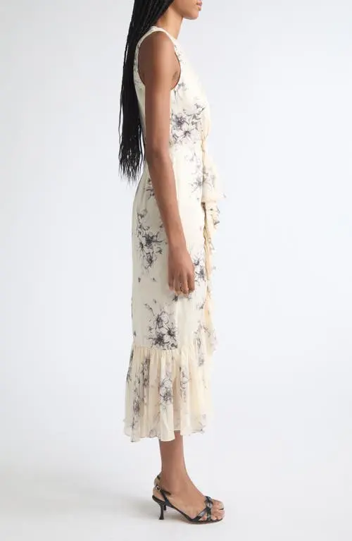 Cinq À Sept Cyrus Floral Ruffle Midi Dress