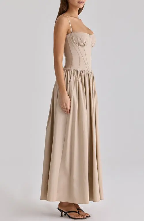 House Of Cb Rona Cotton Corset Maxi Dress