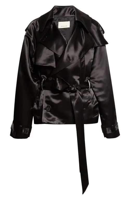 GRACE LING Claw Crop Liquid Satin Trench Coat