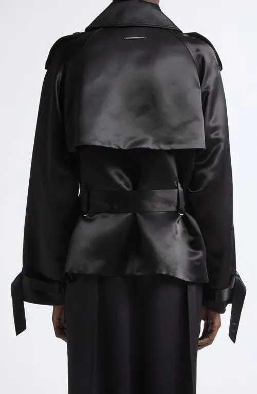 GRACE LING Liquid Satin Cropped Trench Coat