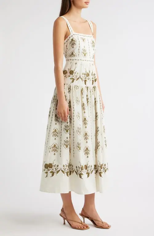 Moon River Print Sleeveless Midi Dress