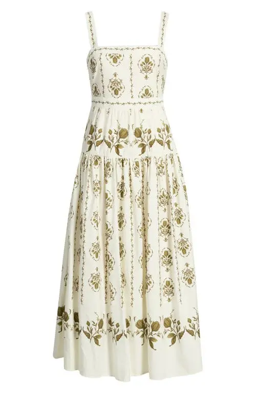 Moon River Print Sleeveless Midi Dress