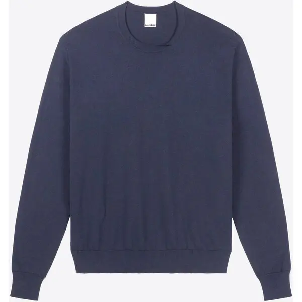 LE PERE Twist Collar Cotton Sweater - Sleight Blue