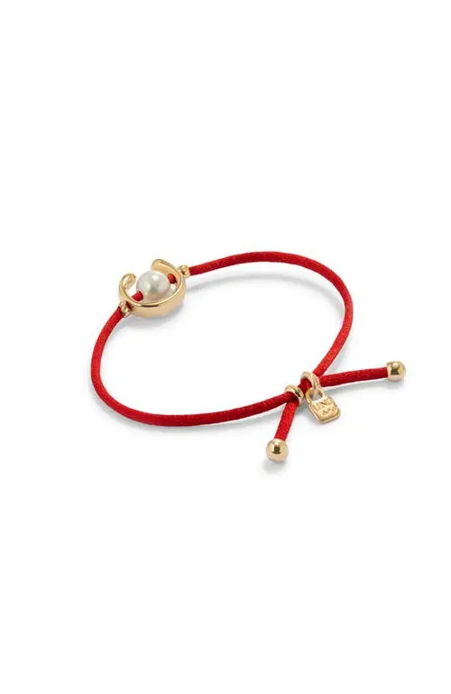 UNODE50 18k -plated Red Thread Bracelet With Shell Pearl