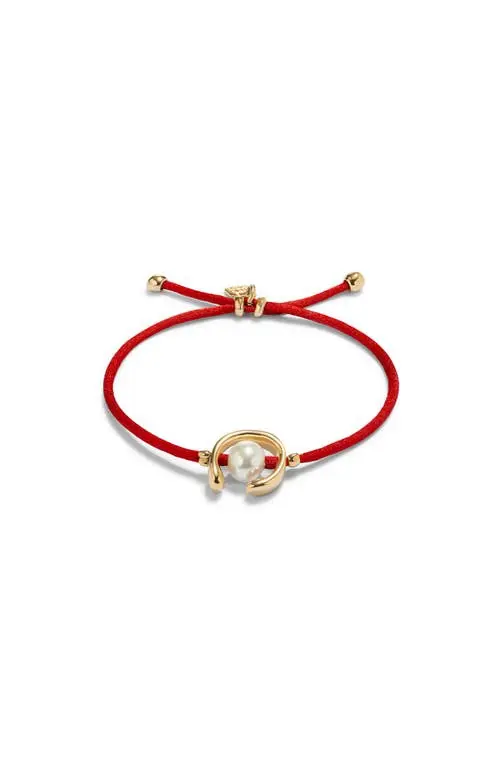 UNODE50 18k -plated Red Thread Bracelet With Shell Pearl - Gold