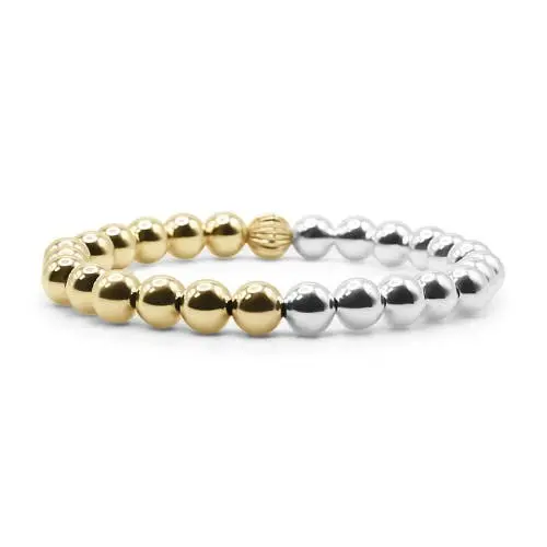 BOWOOD LANE 7mm Fusion Two-tone Beaded Bracelet - Gold