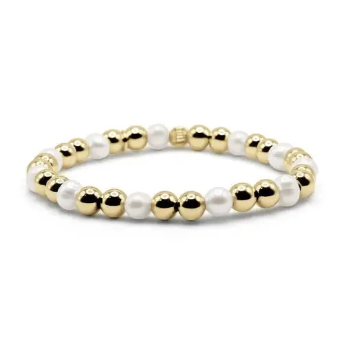 BOWOOD LANE Gemma Freshwater Pearl And Filled Beaded Bracelet - Gold