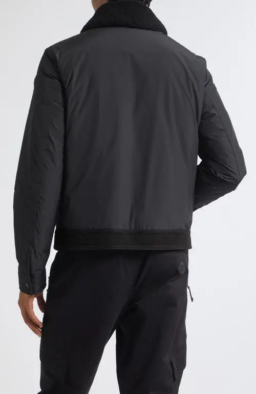 Moncler Zerique Mixed Media Down Jacket With Suede And Fleece
