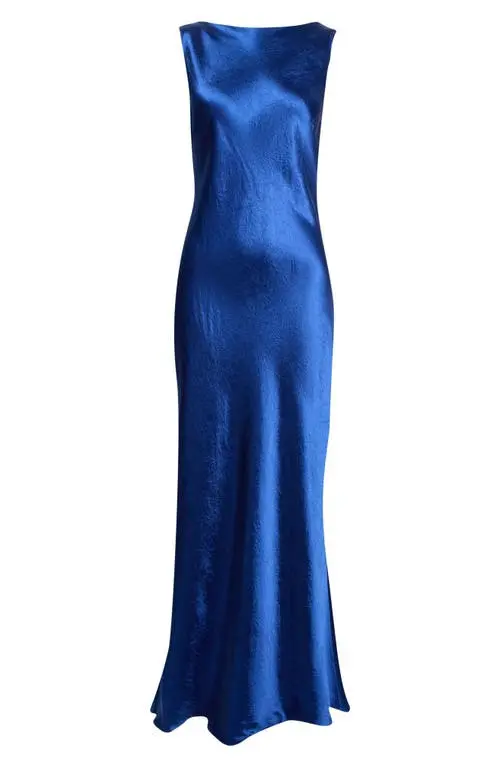 JASON WU Cowl Back Satin Gown - Cobalt