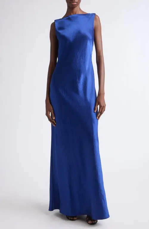 JASON WU Cowl Back Satin Gown - Cobalt