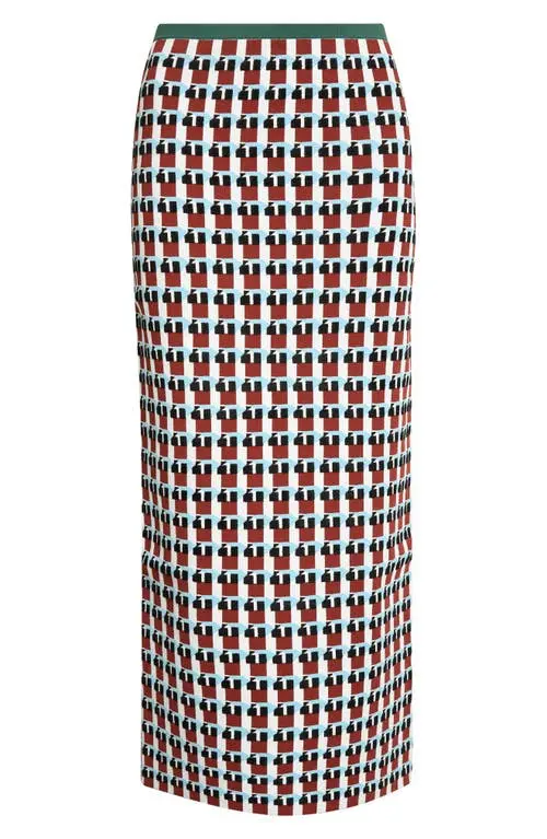 ZANKOV Raven Wool Jacquard Midi Skirt