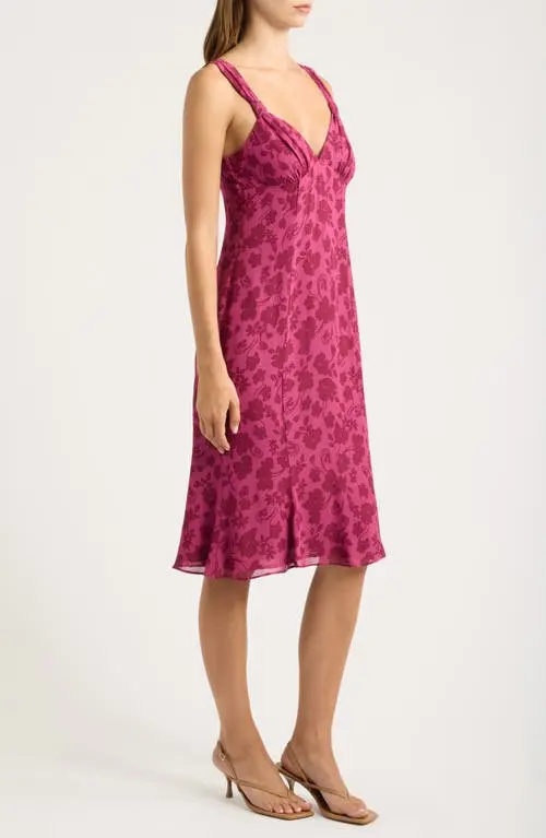 REFORMATION Macie Georgette Floral Print V-neck Midi Dress