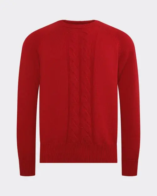 LE PERE Cotton Cableknit Sweater - Red