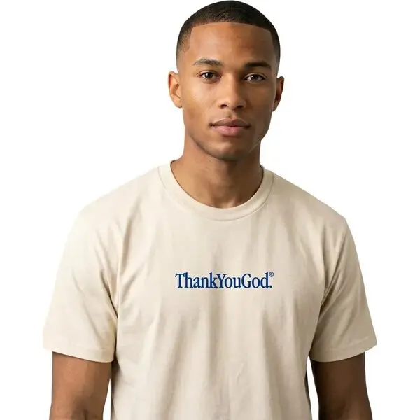 AMIR JAMES CLOTHIERS Thankyougod" Graphic T-shirt - Bone