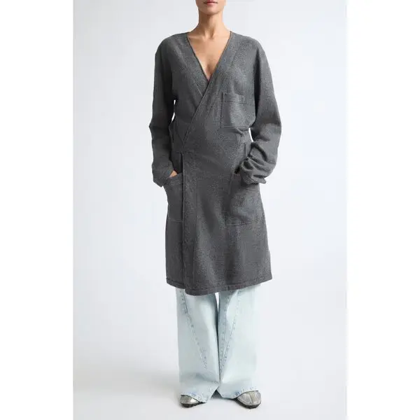 MAISON MARGIELA Virgin Wool Wrap Cardigan - Medium Grey